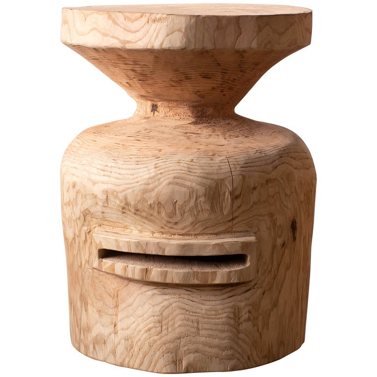 Hiroyuki Nishimura and Sculptural Wood Stool Side Table 9-06 Tribal ...
