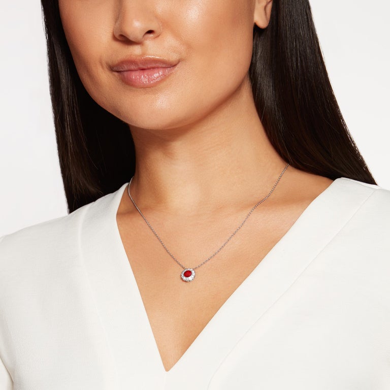 Hirsh Ruby and Diamond Carnation Pendant For Sale at 1stDibs