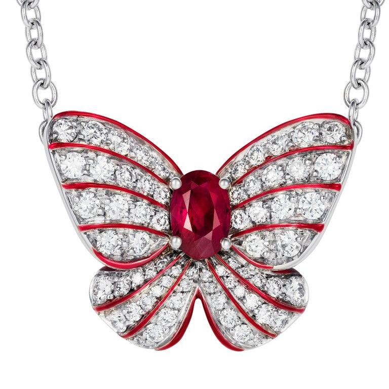Hirsh Ruby and Diamond Grace Butterfly Pendant For Sale at 1stDibs