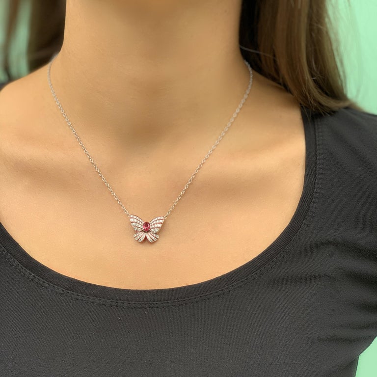 Hirsh Ruby and Diamond Grace Butterfly Pendant For Sale at 1stDibs