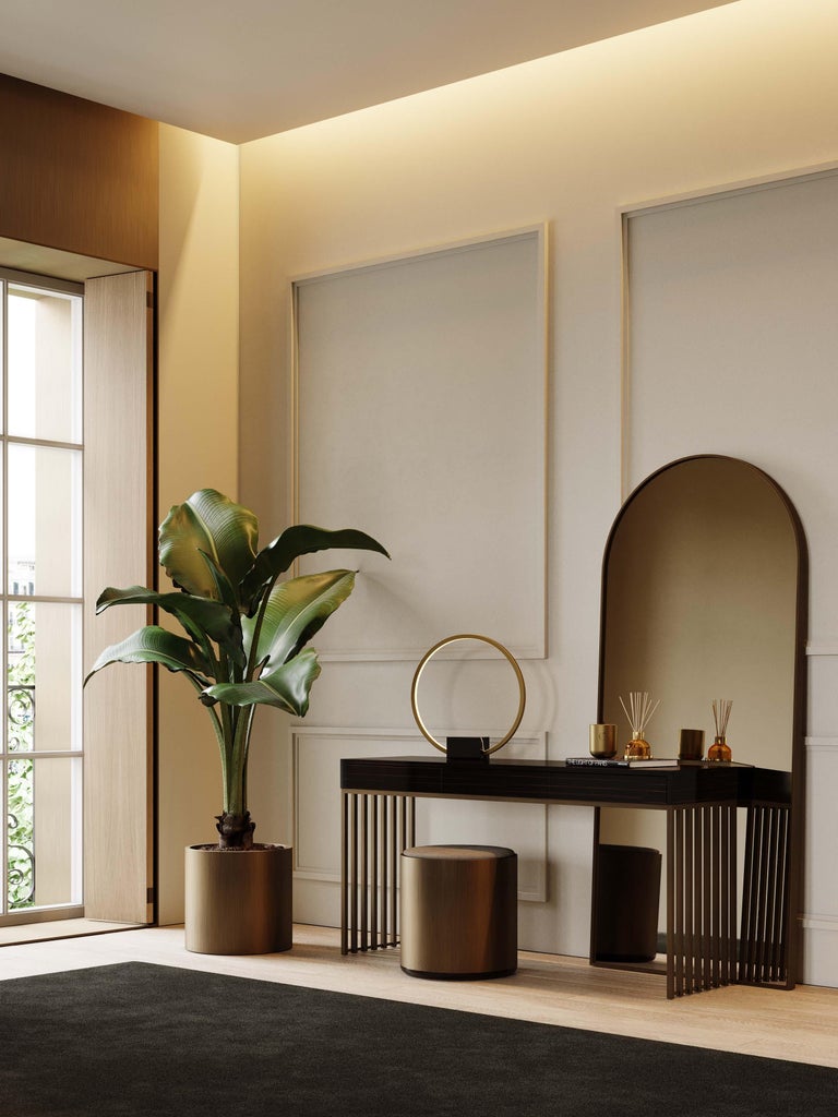 Art Deco style His console made with ebony and brass, Handmade by ...