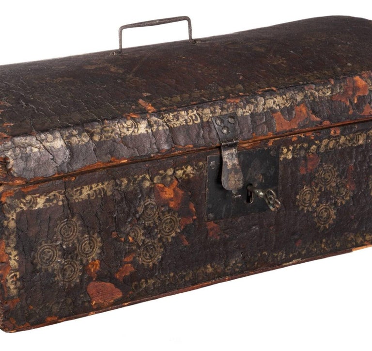 Historic 18th Century Early American Hide Wrapped Document Box For Sale ...