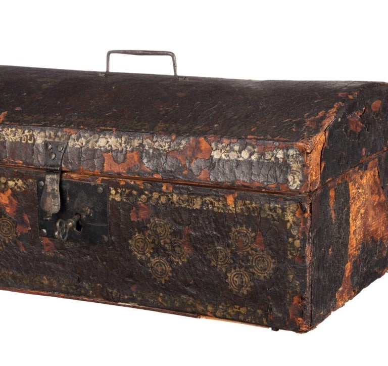 Historic 18th Century Early American Hide Wrapped Document Box For Sale ...
