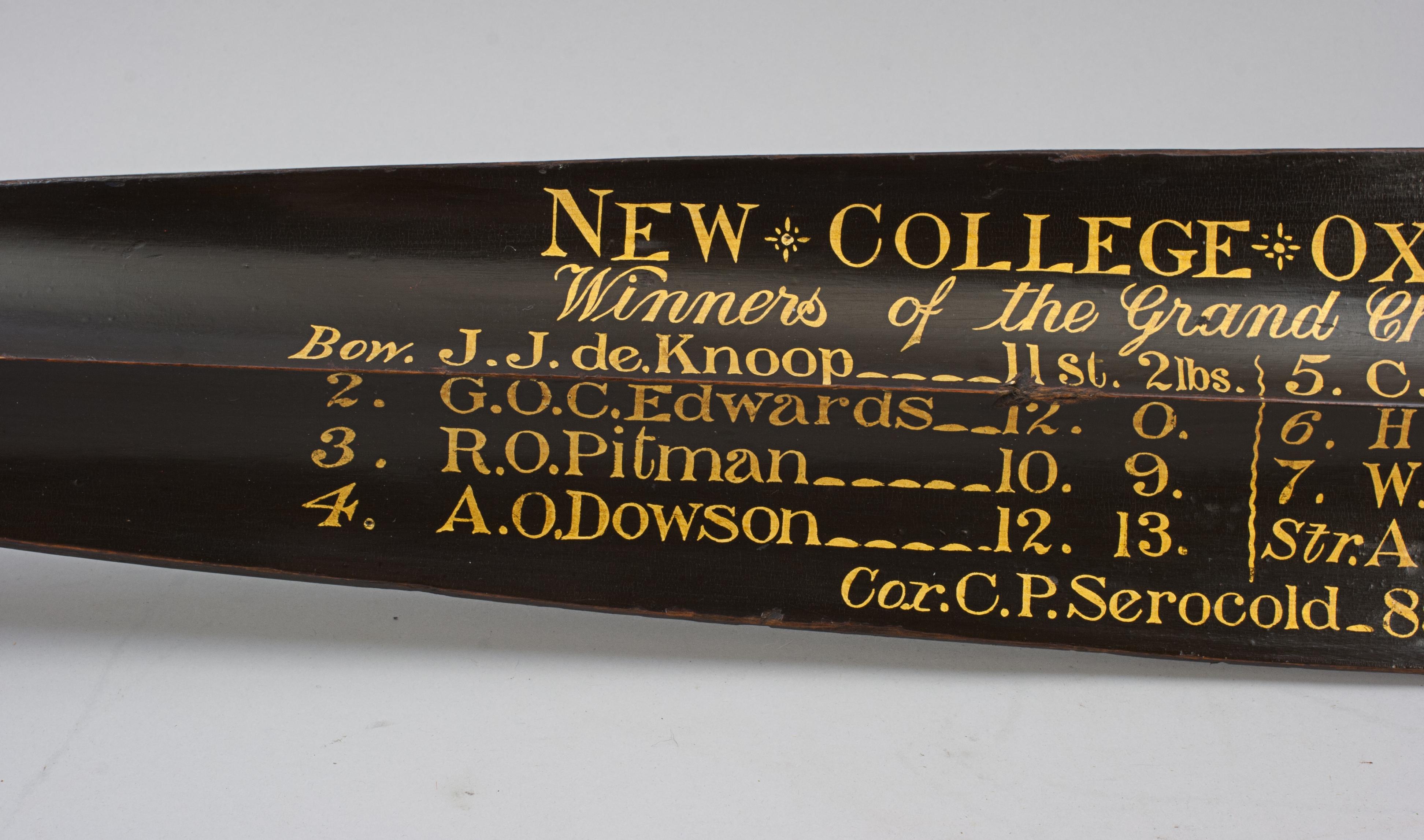 Historic Rowing Oar, 1897 New College Oxford For Sale at 1stDibs