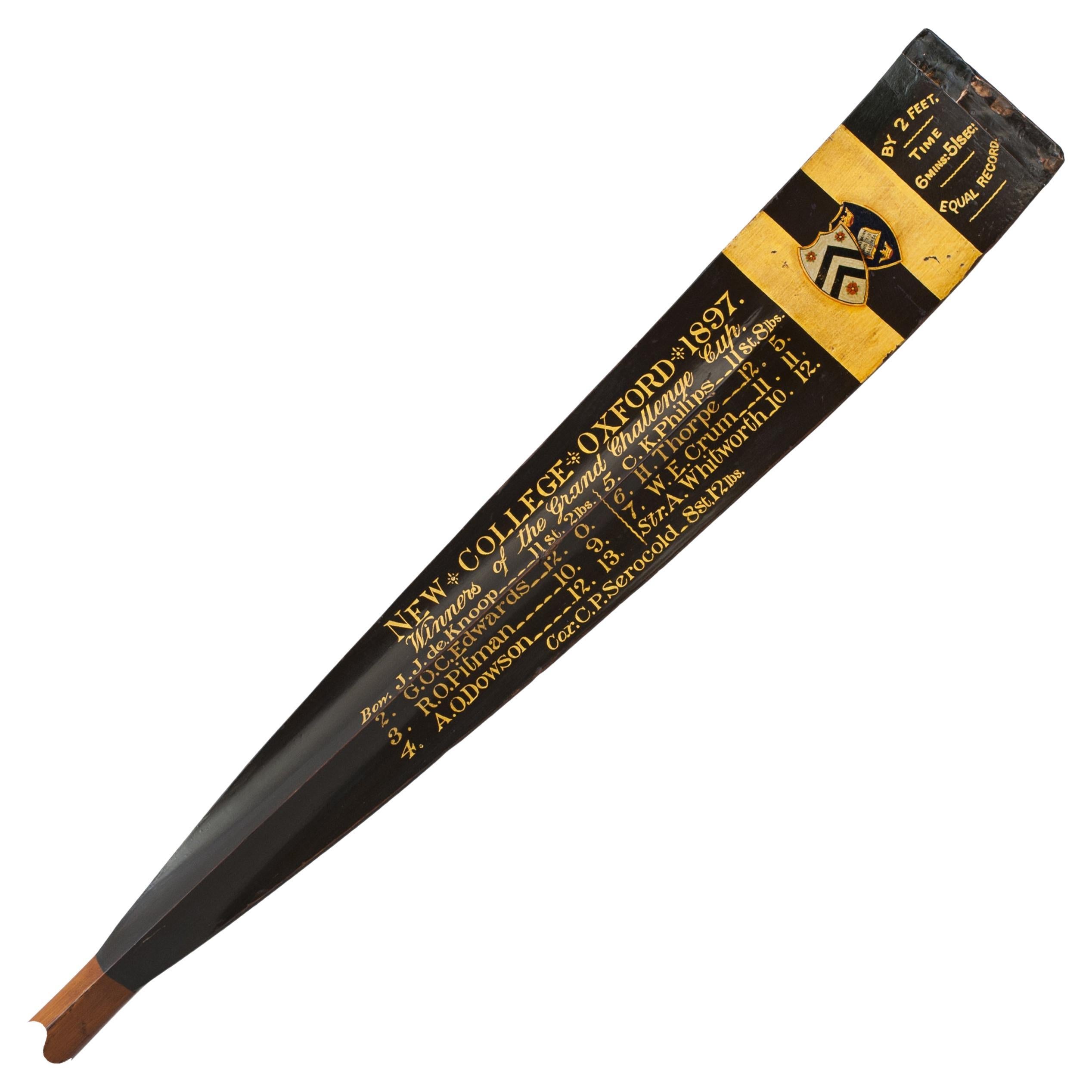 Historic Rowing Oar, 1897 New College Oxford For Sale at 1stDibs