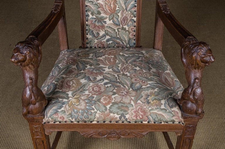 Historical Antique Neo Renaissance Armchair Lion Armrests, circa 1850s ...