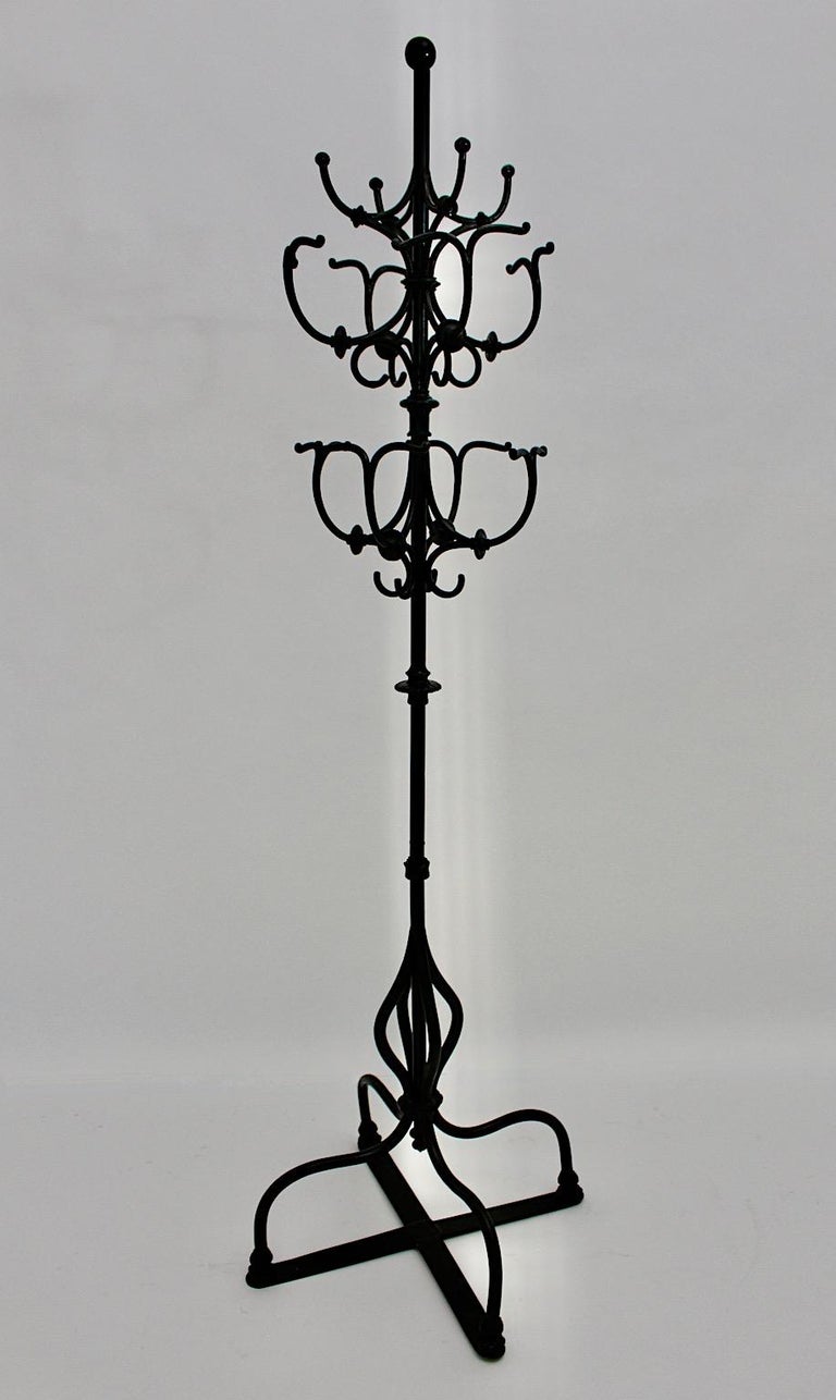 Historicism Antique Black Iron Coat Rack Coat Stand, circa 1890 ...
