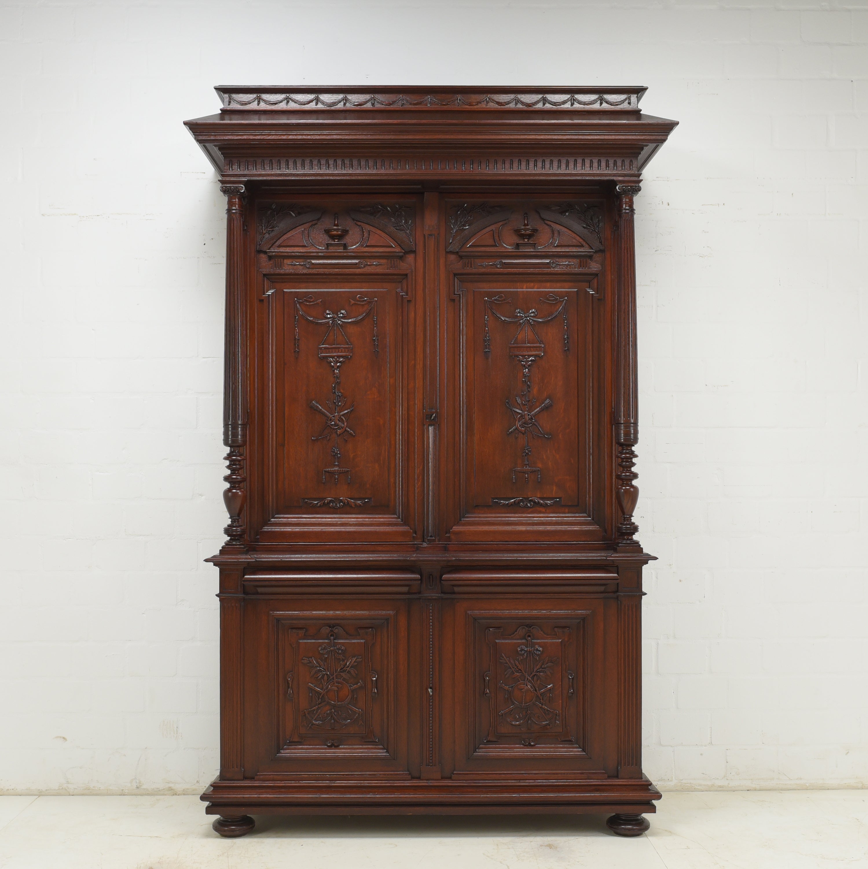 Art Nouveau Historicism XXL Buffet Cabinet / Sideboard in Oak, 1920 For ...