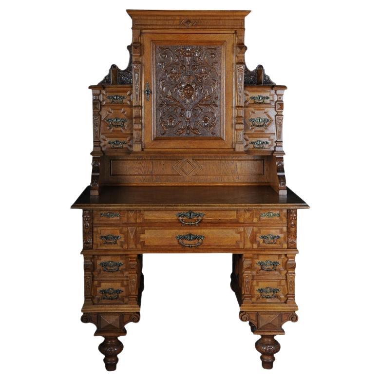 Historism Essay Desk / Secretary circa 1870 Light Oak For Sale at 1stDibs