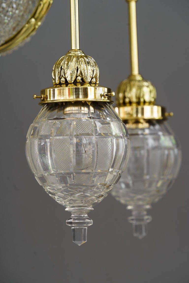 Historistic Chandelier with Original Cut Glass Shades Vienna Around ...