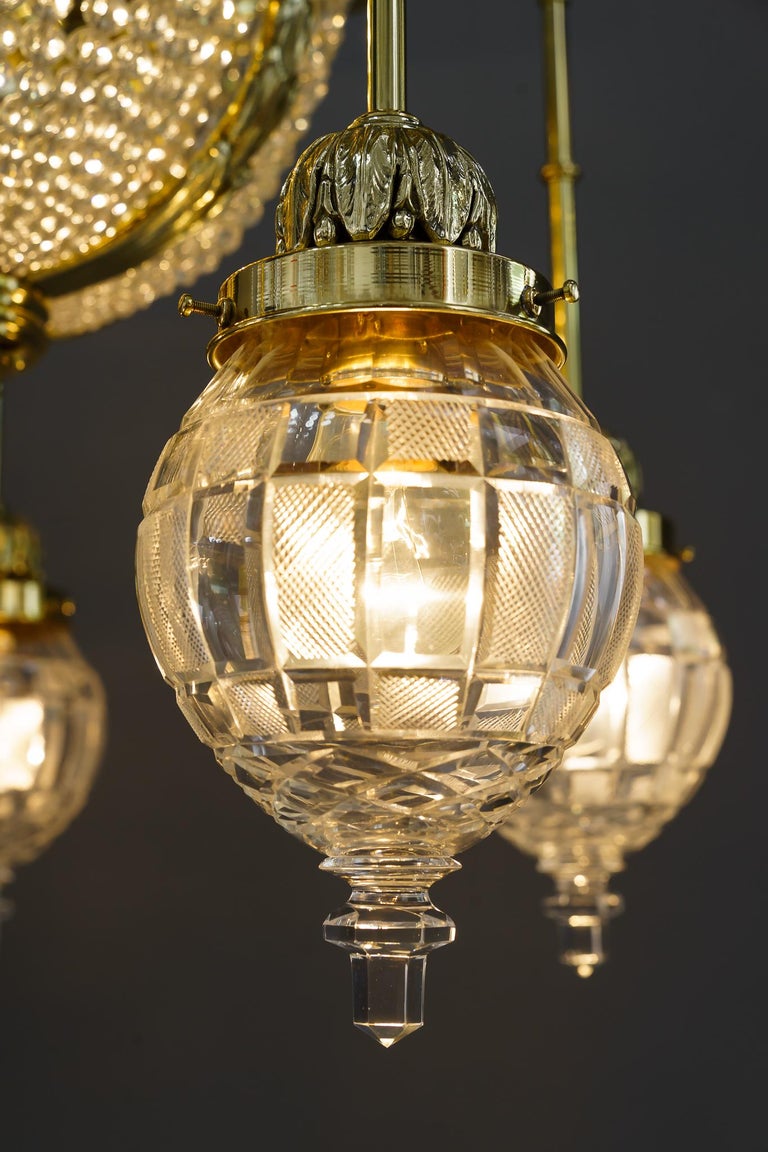Historistic Chandelier with Original Cut Glass Shades Vienna Around ...