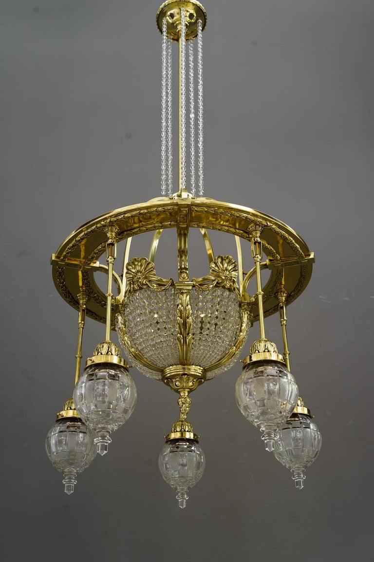 Historistic Chandelier with Original Cut Glass Shades Vienna Around ...