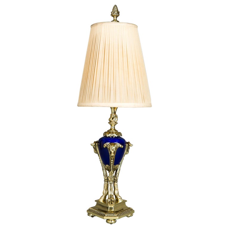 Historistic Table Lamp circa 1890s with Original Fabric Shade at 1stDibs