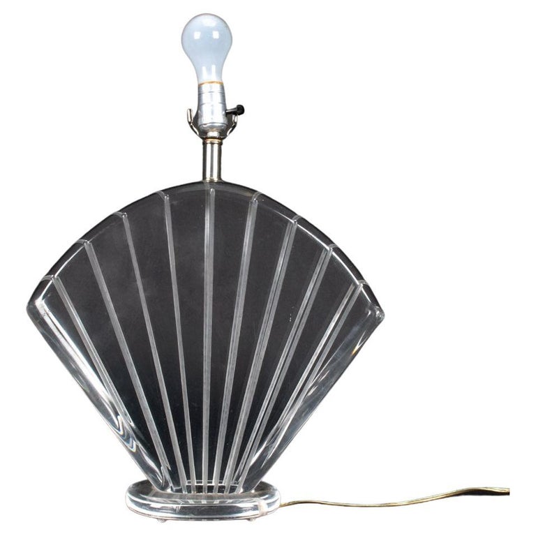 Hivo G. Van Teal, Signed Lucite Fan Form Table Lamp For Sale at 1stDibs