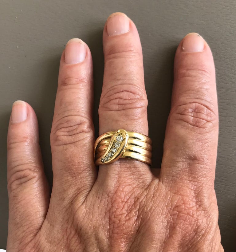 HM 1913 18K Quadruple Coiled Snake Ring w 6 Embedded Diamonds For Sale ...