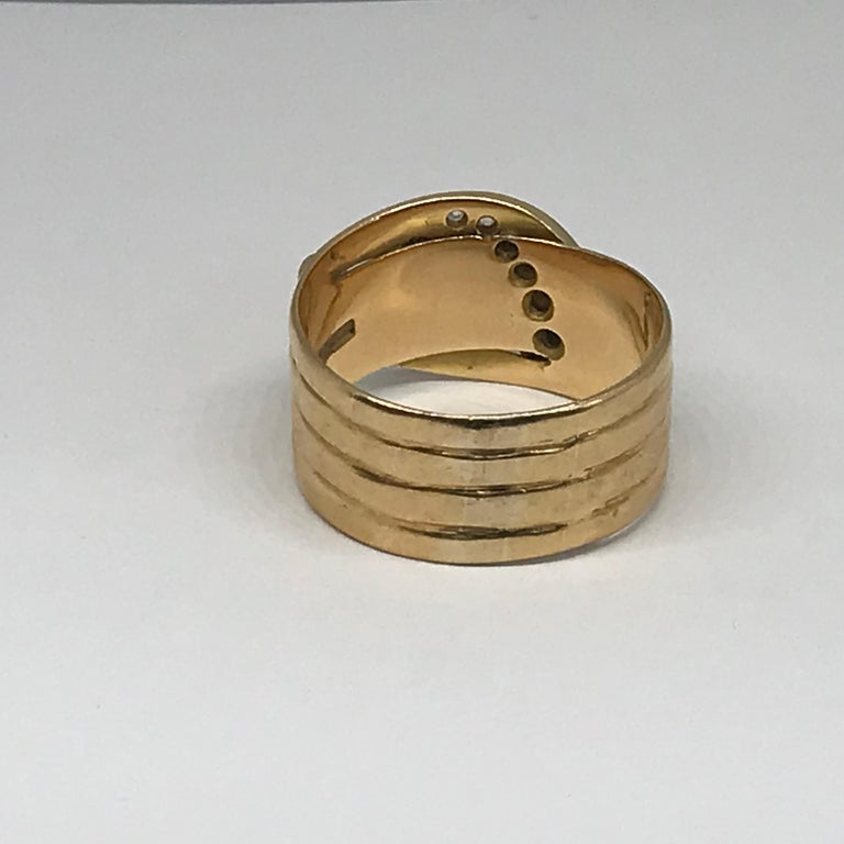 HM 1913 18K Quadruple Coiled Snake Ring w 6 Embedded Diamonds For Sale ...