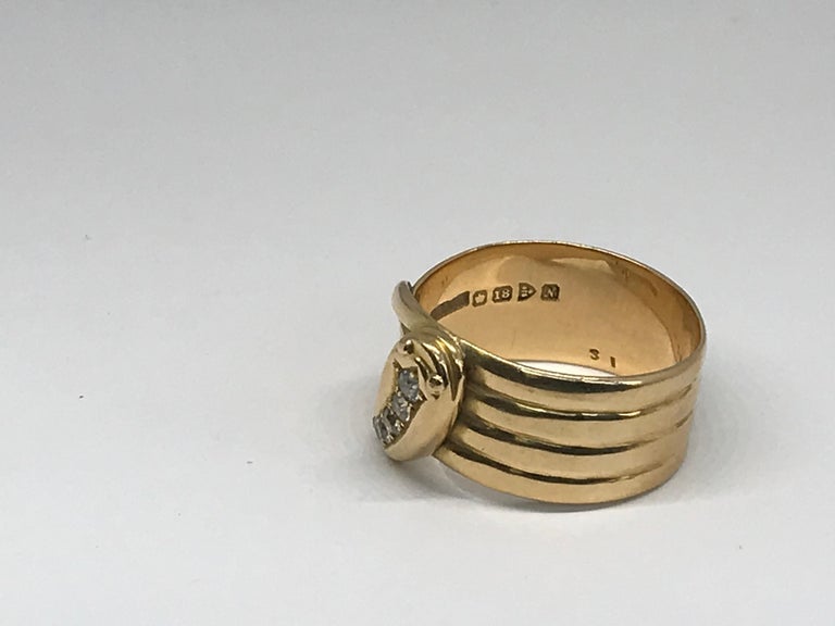 HM 1913 18K Quadruple Coiled Snake Ring w 6 Embedded Diamonds For Sale ...