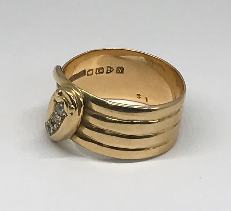 HM 1913 18K Quadruple Coiled Snake Ring w 6 Embedded Diamonds For Sale ...