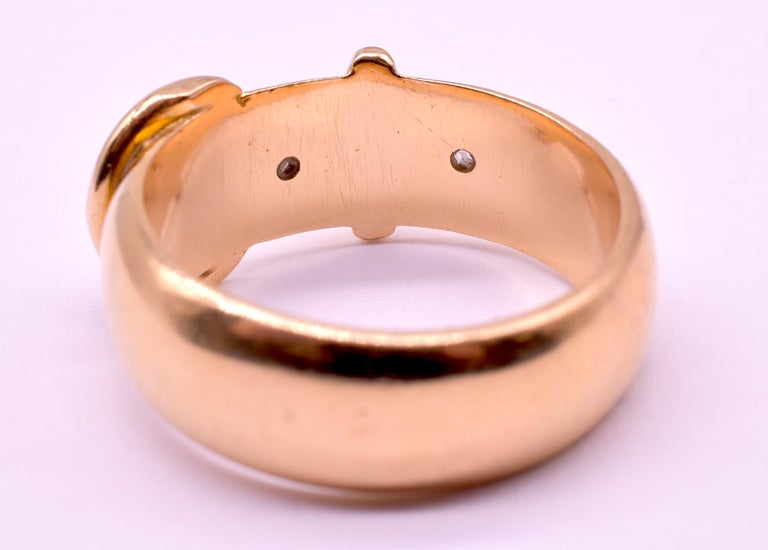 HM London 1894 18K Buckle Ring w Star Set Diamonds For Sale at 1stDibs