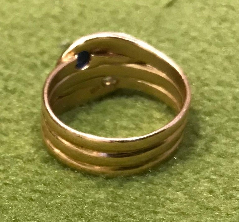 HM London 1914 Sapphire and Diamond Triple Coiled Snake Ring For Sale ...
