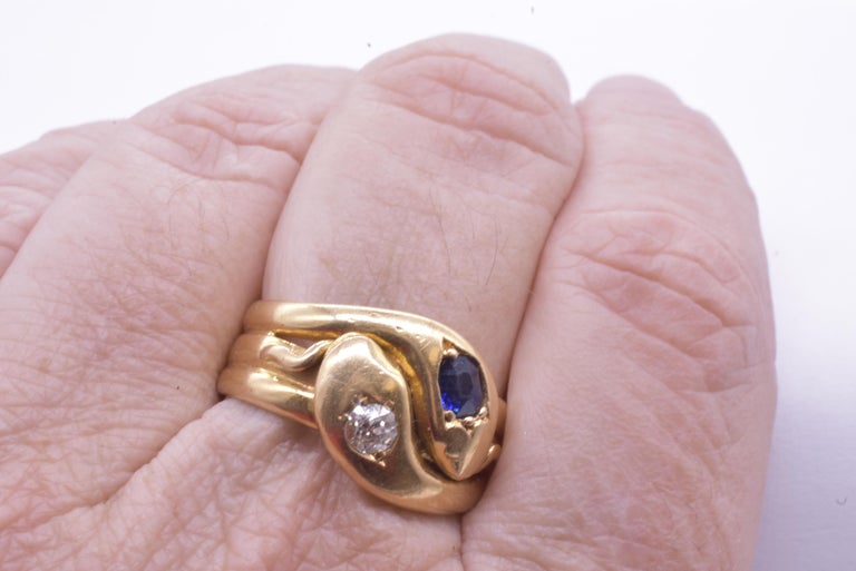 HM London 1914 Sapphire and Diamond Triple Coiled Snake Ring For Sale ...