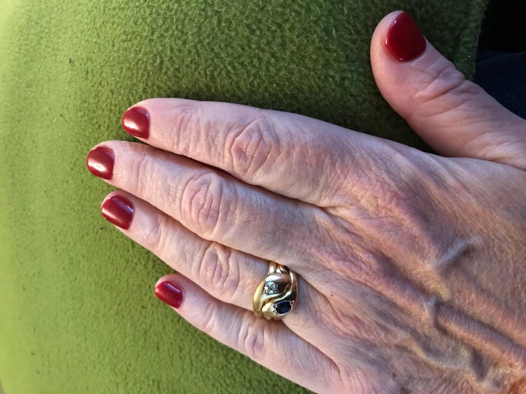 HM London 1914 Sapphire and Diamond Triple Coiled Snake Ring For Sale ...