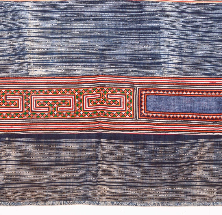 Hmong Batik and Embroidered Blanket with Indigo Color, Mid-20th Century ...