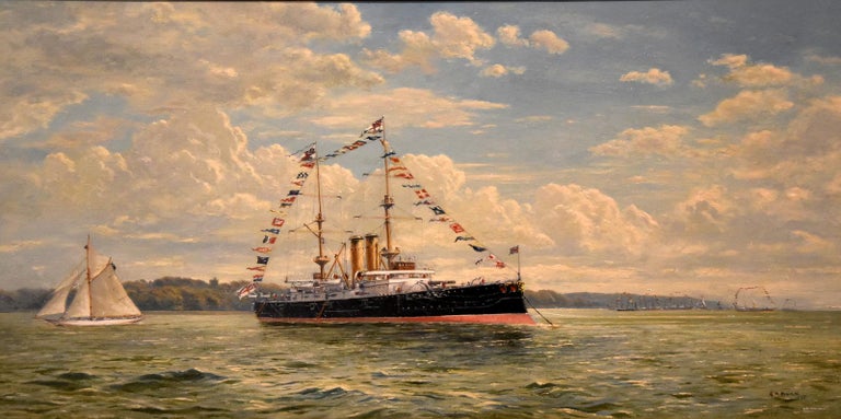 "H.M.S. Albion" Oil Painting by Gerald Burn For Sale at 1stDibs