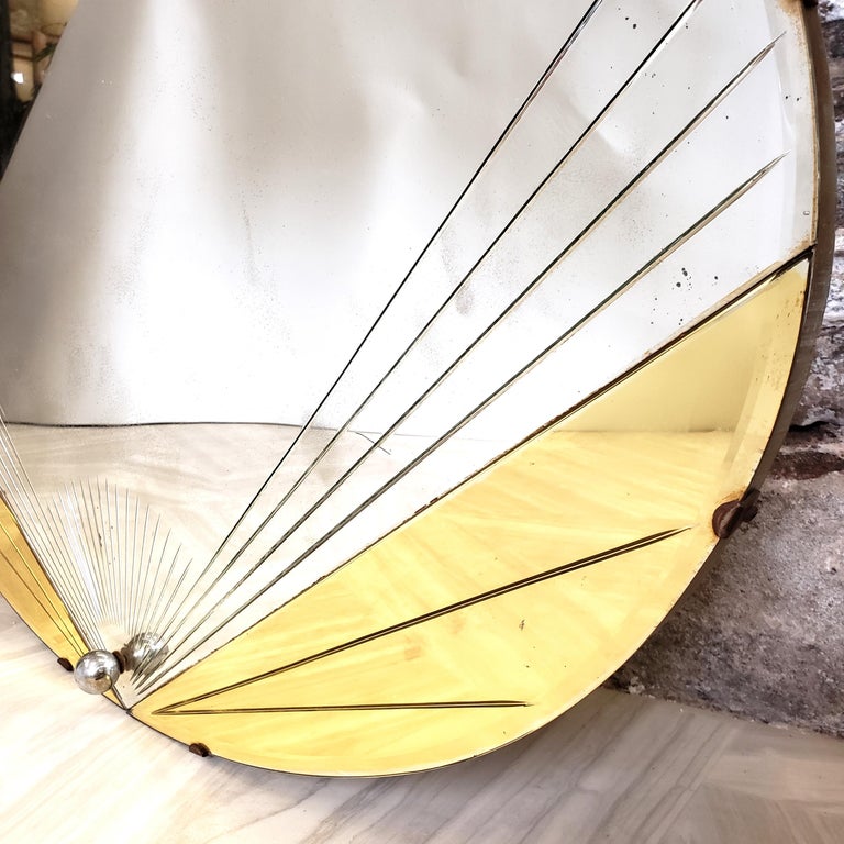 Hobbs Art Deco Mirror with Rose Gold Colored Glass For Sale at 1stDibs