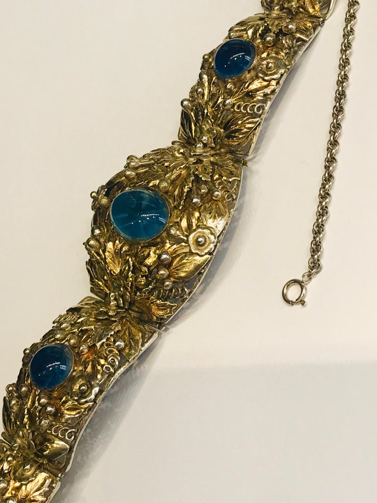 Hobe’ 1940s Sterling and Gold Bracelet at 1stDibs