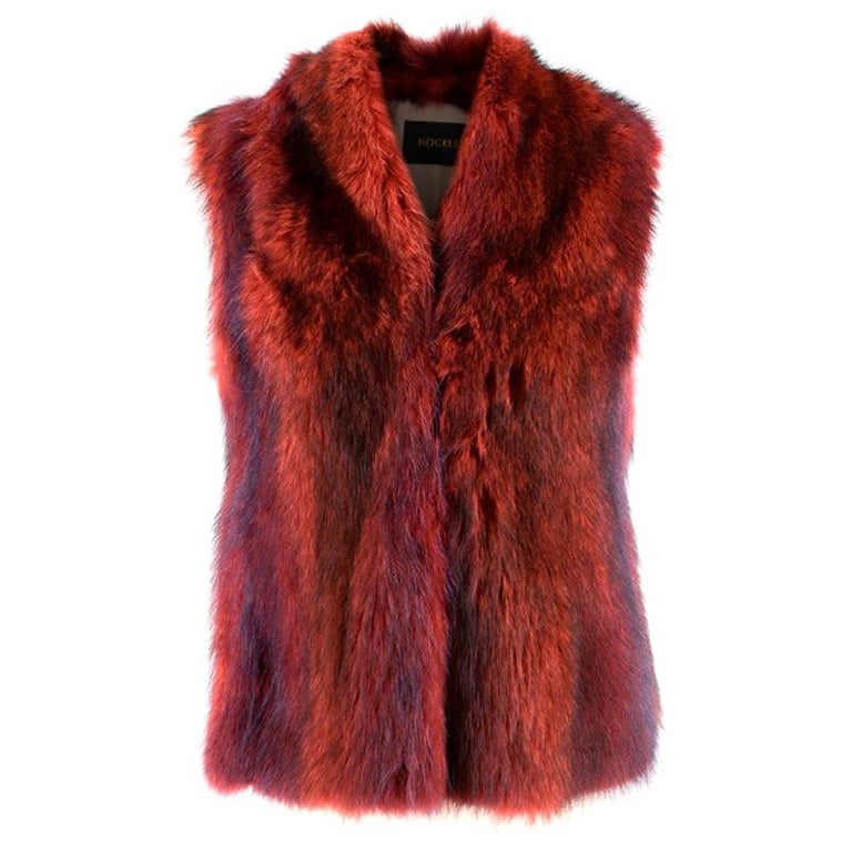 Hockley Red Real Fur Gilet Jacket - Size US 6 For Sale at 1stDibs