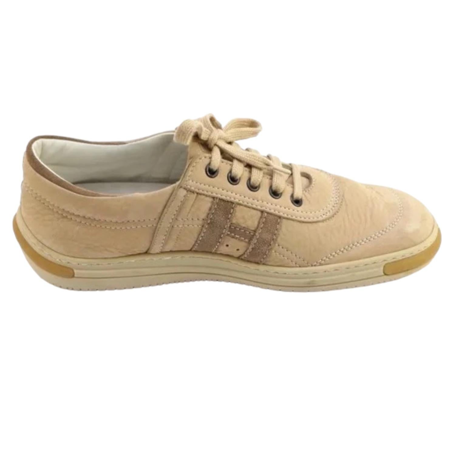 Hogan Men's Beige Buck Suede Leather Sneaker Rubber Sole Lace Up 6.5 ...