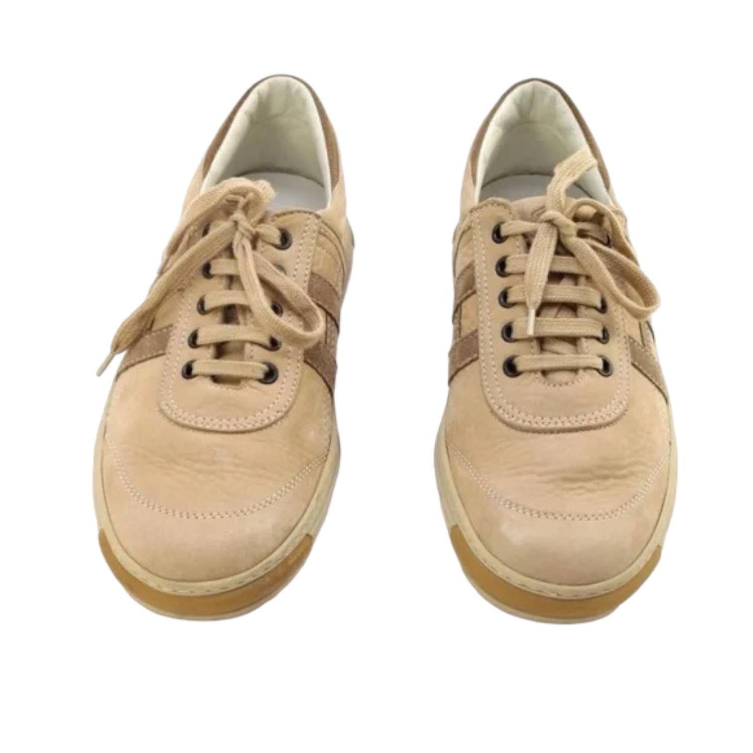 Hogan Men's Beige Buck Suede Leather Sneaker Rubber Sole Lace Up 6.5 ...