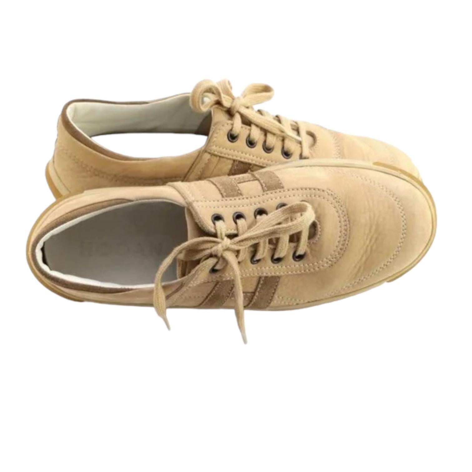 Hogan Men's Beige Buck Suede Leather Sneaker Rubber Sole Lace Up 6.5 ...