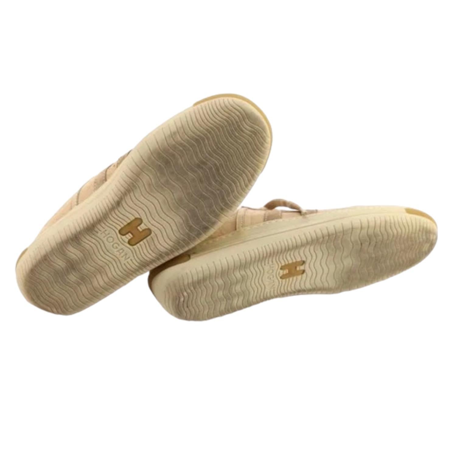 Hogan Men's Beige Buck Suede Leather Sneaker Rubber Sole Lace Up 6.5 ...