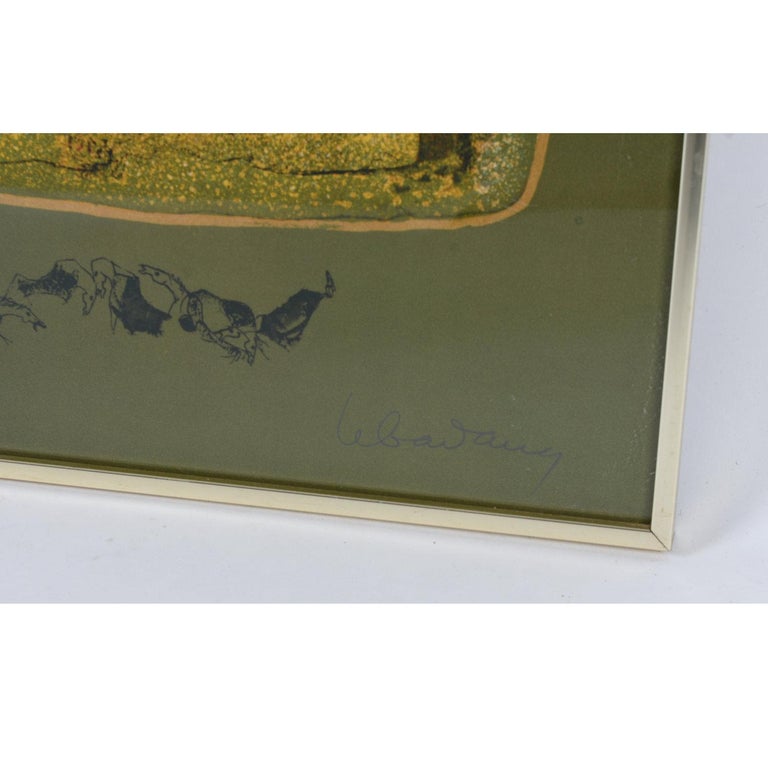 Hoi Lebadang Green and Yellow Horse Pencil Signed Limited Lithograph ...