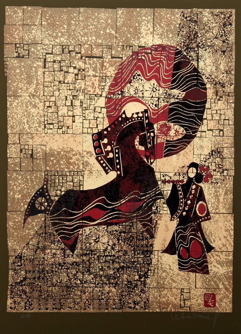 Hoi Lebadang - Horse and Woman Gold Leaf Screen Print by Lebadang For ...