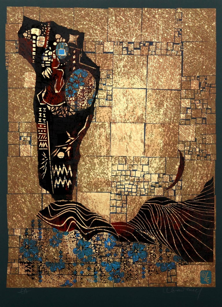 Hoi Lebadang - Nude and Mirror Gold Leaf Screen Print by Lebadang For ...