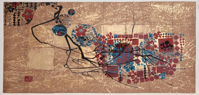 Hoi Lebadang - Spring Cherry Blossom Gold Leaf Screen Print by Lebadang ...