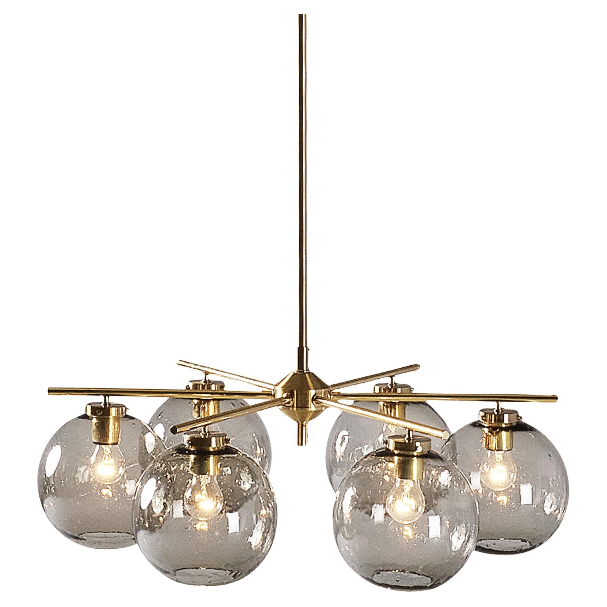 Holger Johansson for Westal Chandelier in Brass and Smoked Glass For ...