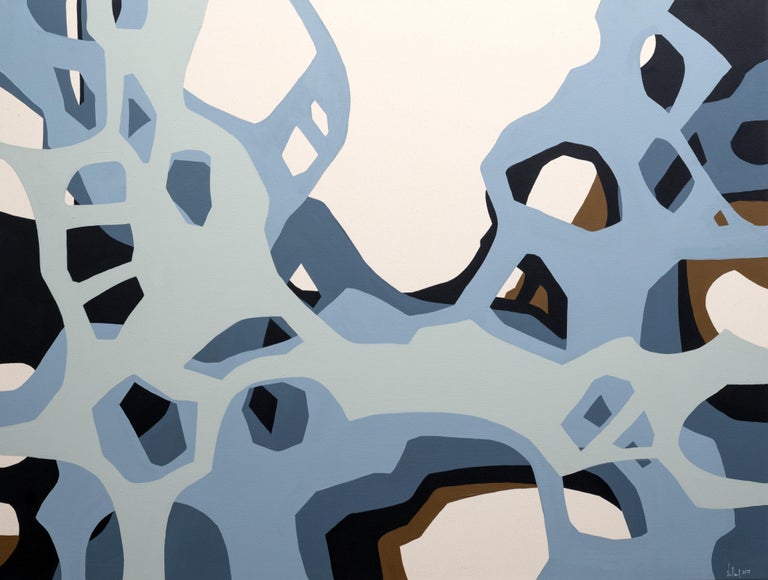 Holland Geibel - "Traverse" Contemporary Blue Toned Geometric Abstract ...