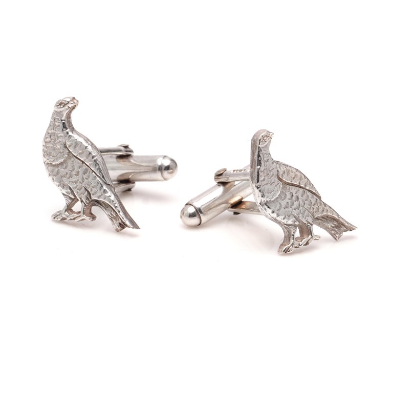 Holland and Holland Sterling Silver Pair of Pheasant Cufflinks at 1stDibs