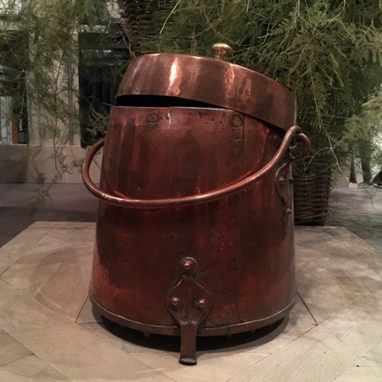 Holland Late 19th-Century Pair of Copper and Brass Milk Buckets ...