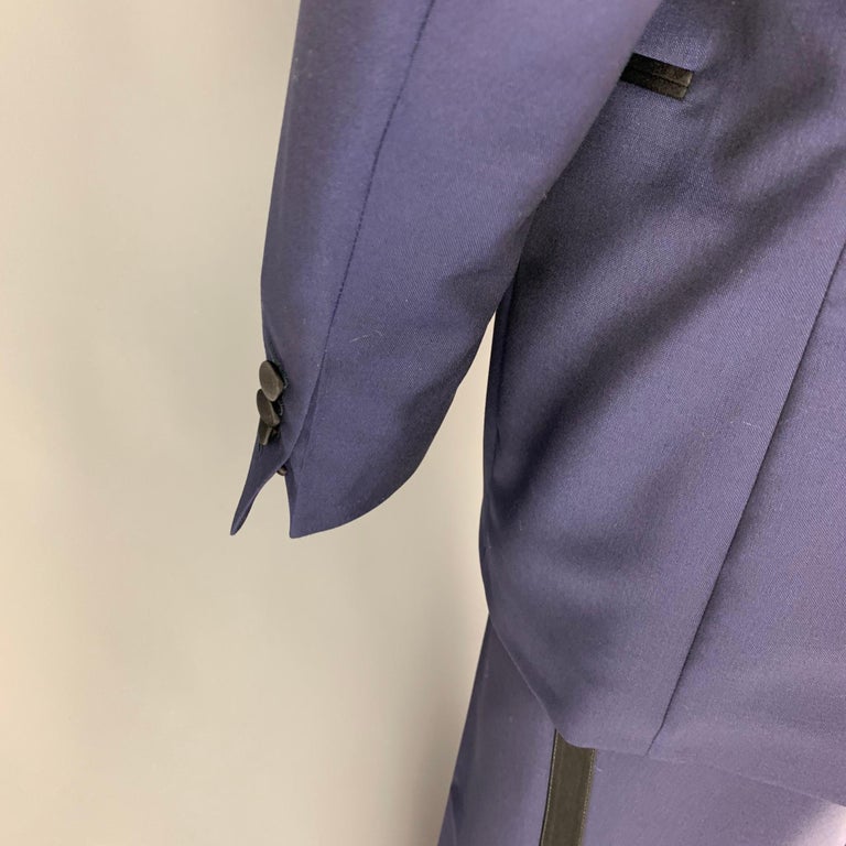 HOLLAND and SHERRY Size 48 Navy Black Shawl Collar Tuxedo Suit For Sale ...