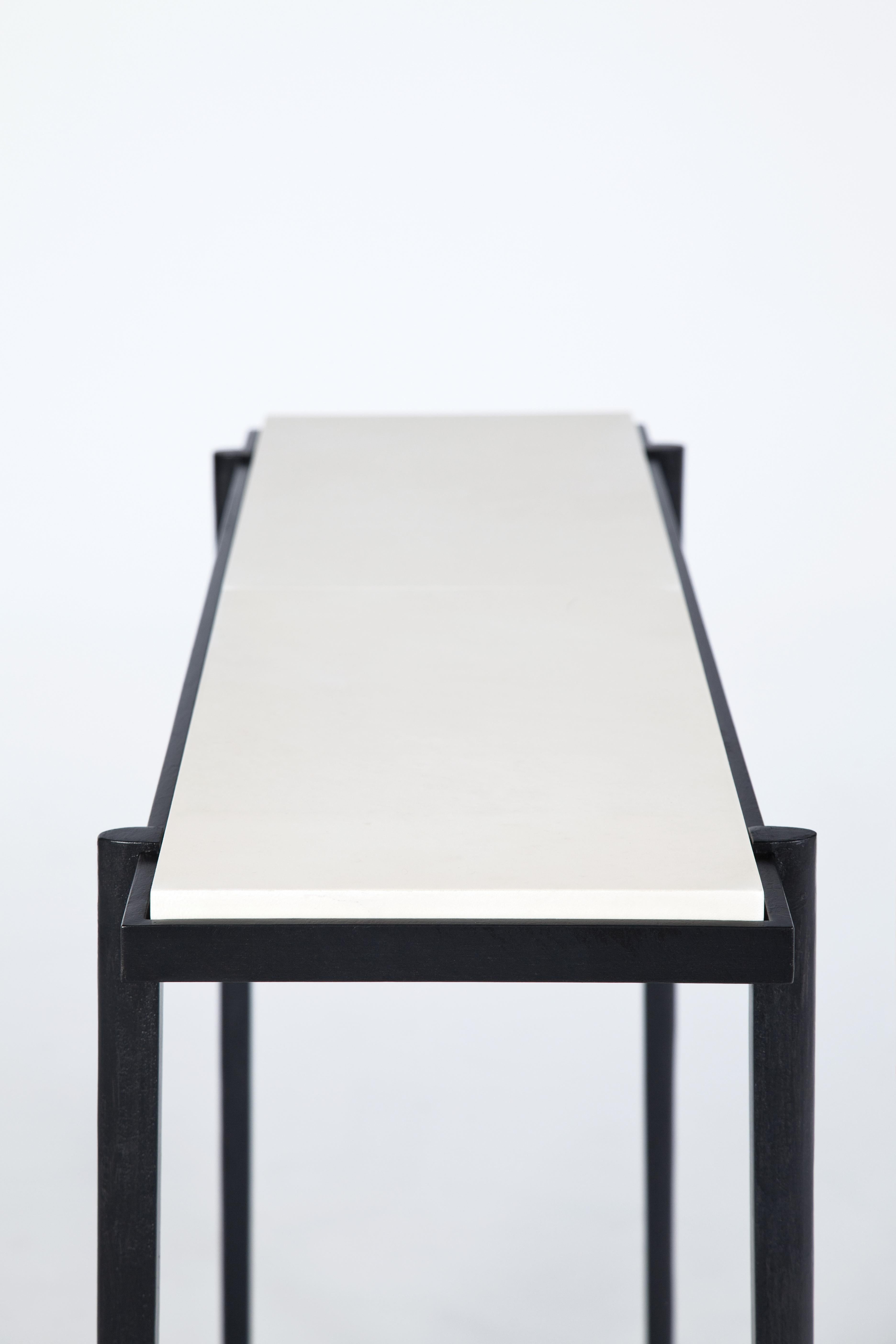 HOLLY HUNT Lark Console Table with Parchment Top and Metal Base at ...