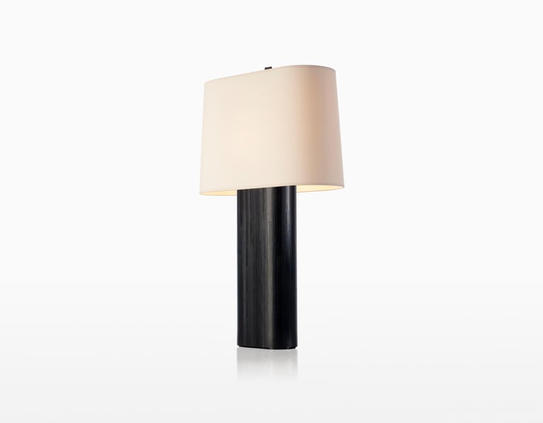 HOLLY HUNT Marlowe Table Lamp with Ebony Straw Marquetry with Aquarelle ...