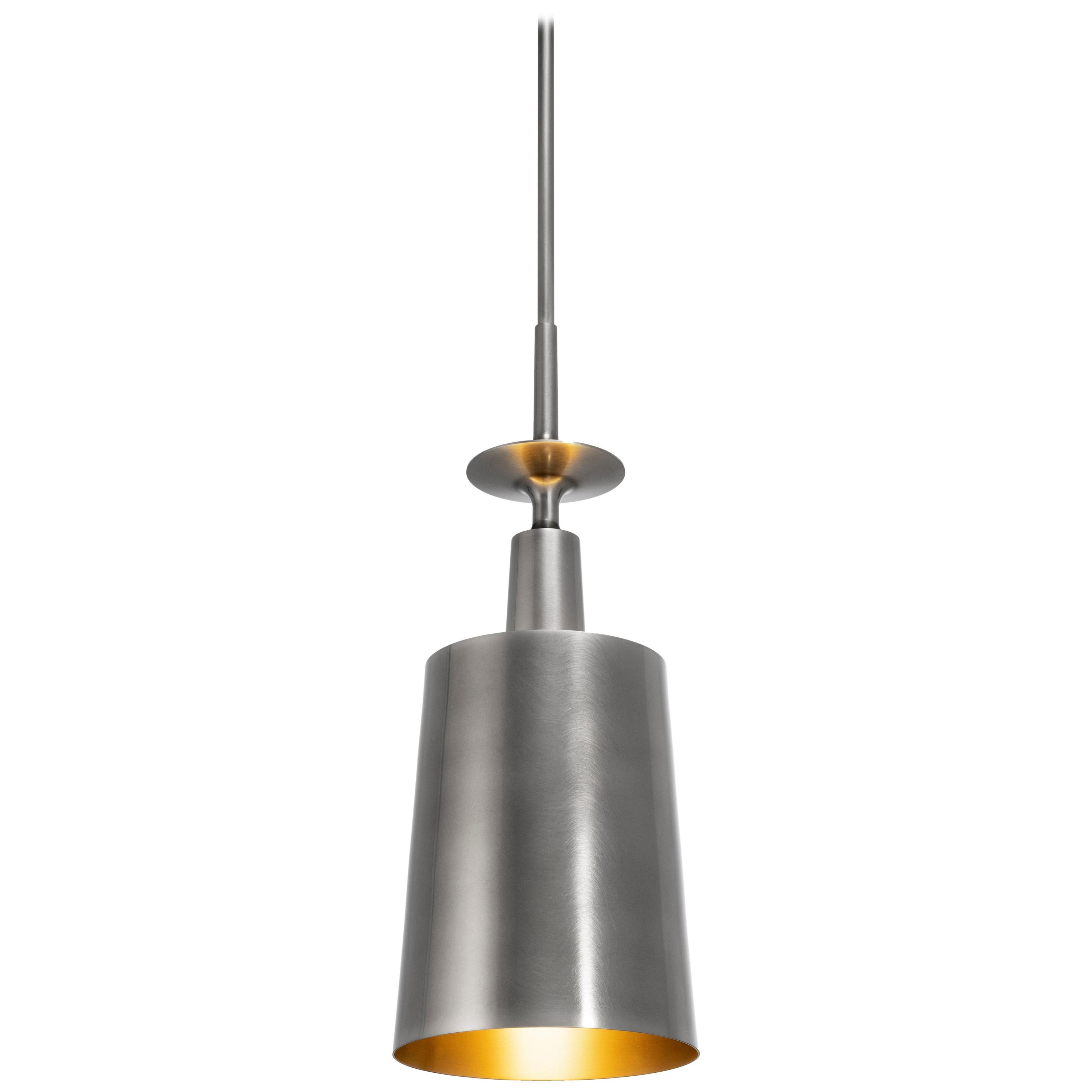HOLLY HUNT Summit Pendant with Aged Nickel and Golden Bronze Interior ...