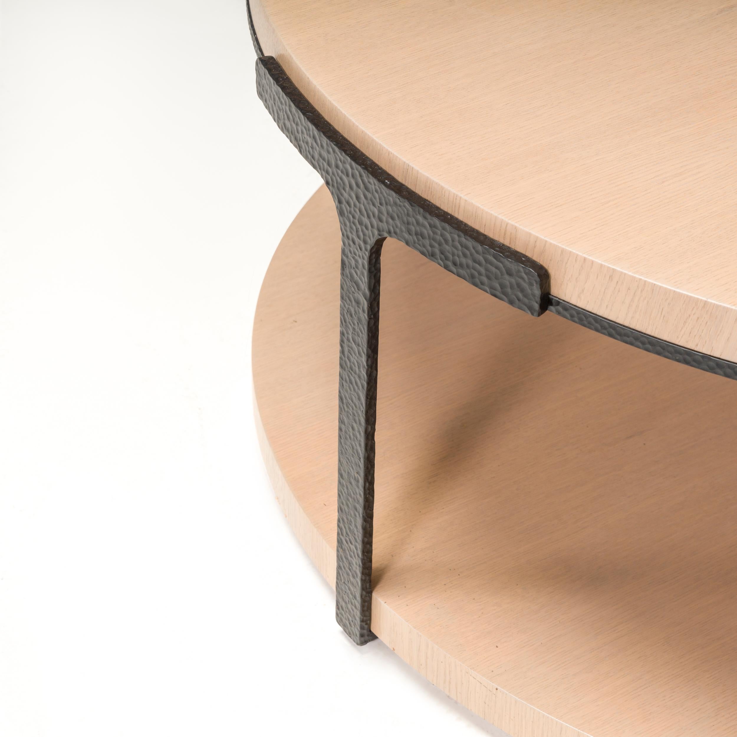 Holly Hunt Tudor Round Cocktail Coffee Table With Hand Forged Iron and ...