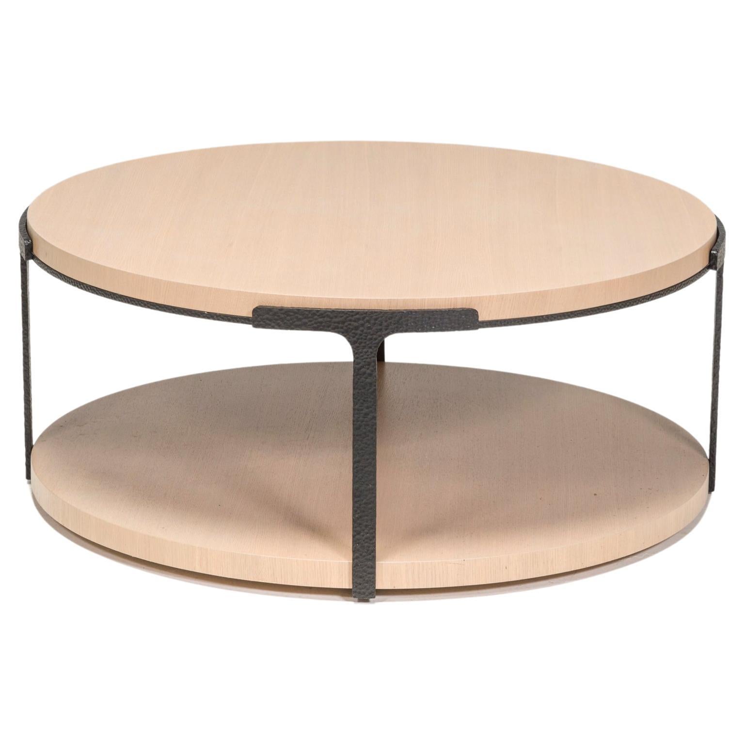 Holly Hunt Tudor Round Cocktail Coffee Table With Hand Forged Iron and ...