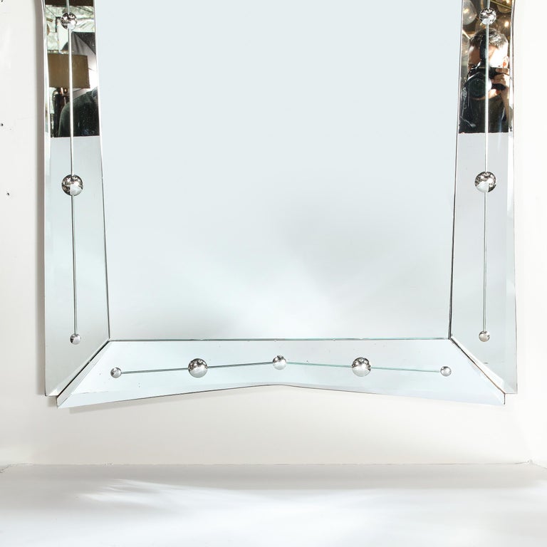 Hollywood Art Deco Atomic Mirror with Beveled Edges and Reverse Etched ...